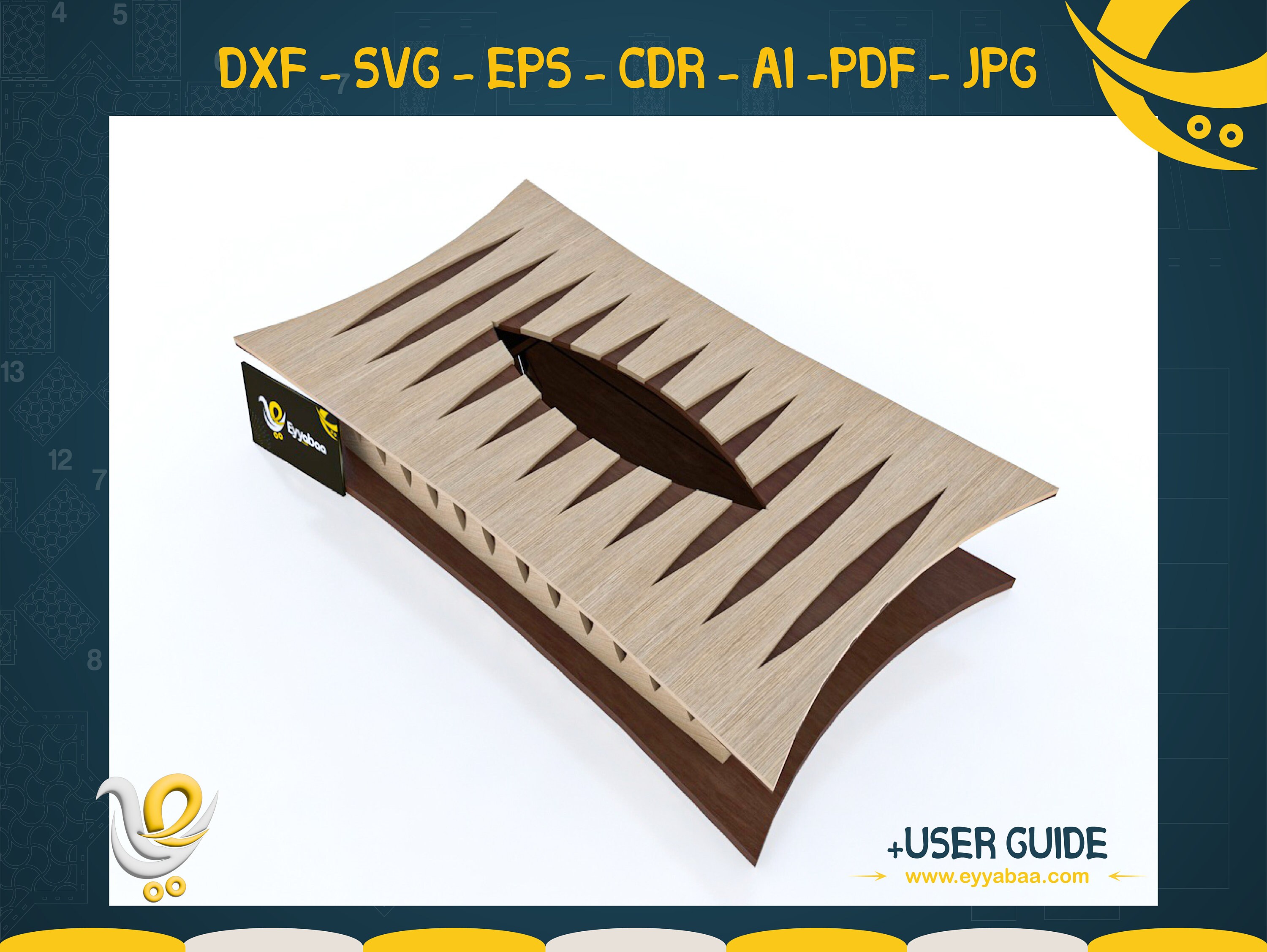 Modern Tissue Box Cover CNC Laser Cutting File Wood Tissue - Etsy