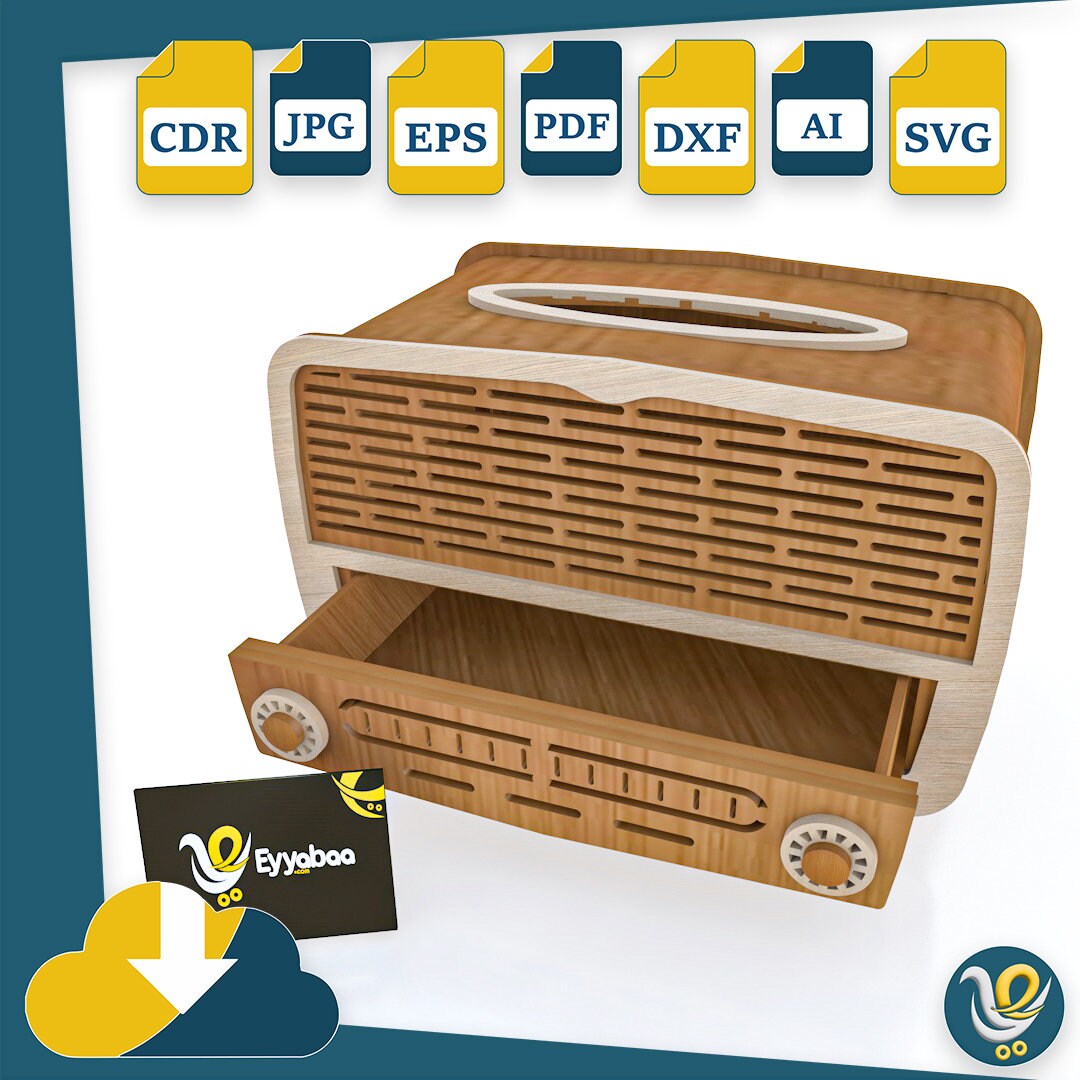 Radio Shaped Tissue Container Box CNC Laser Cutting File 2.7 - Etsy