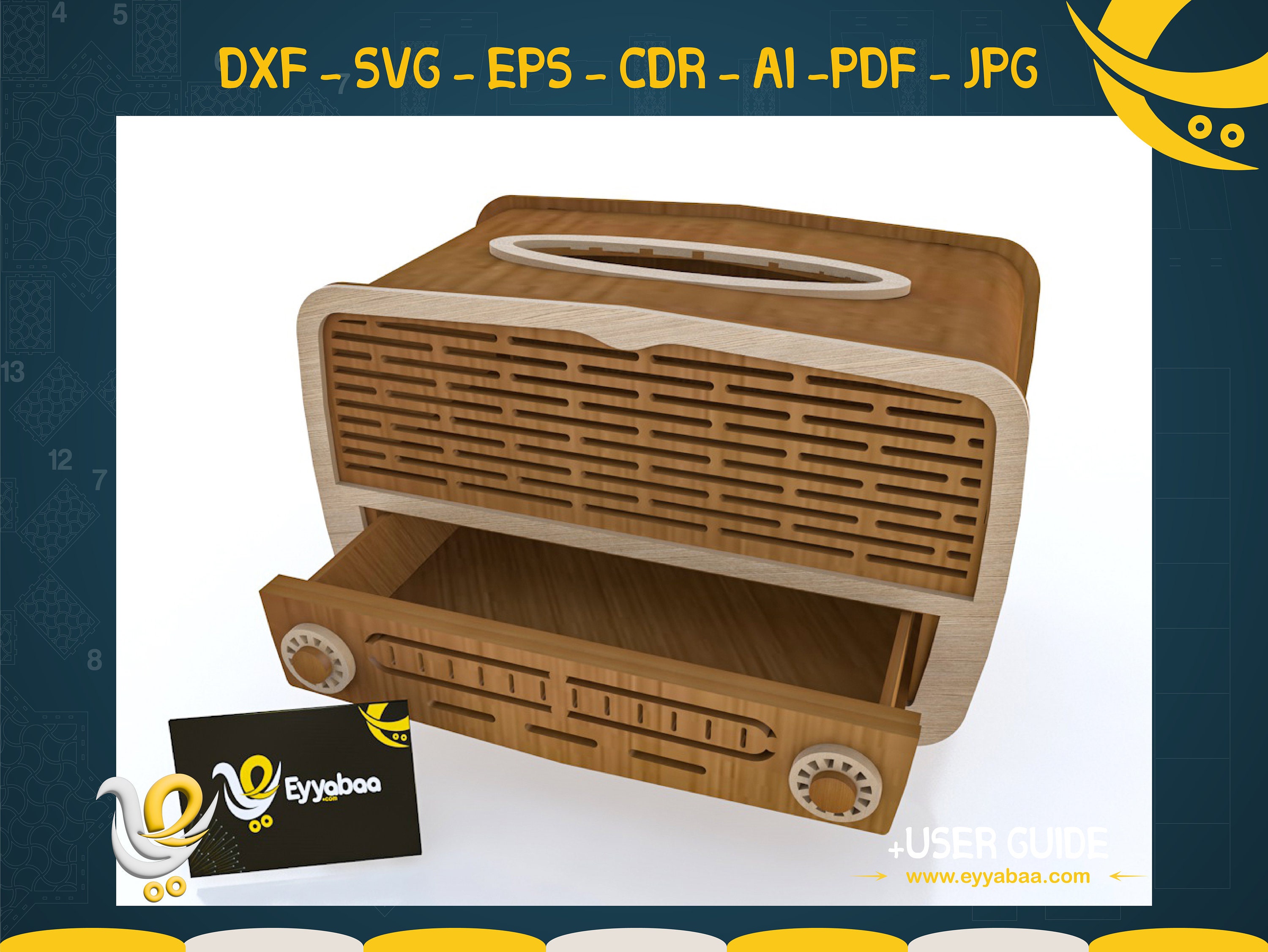 Radio Shaped Tissue Container Box CNC Laser Cutting File 2.7 - Etsy