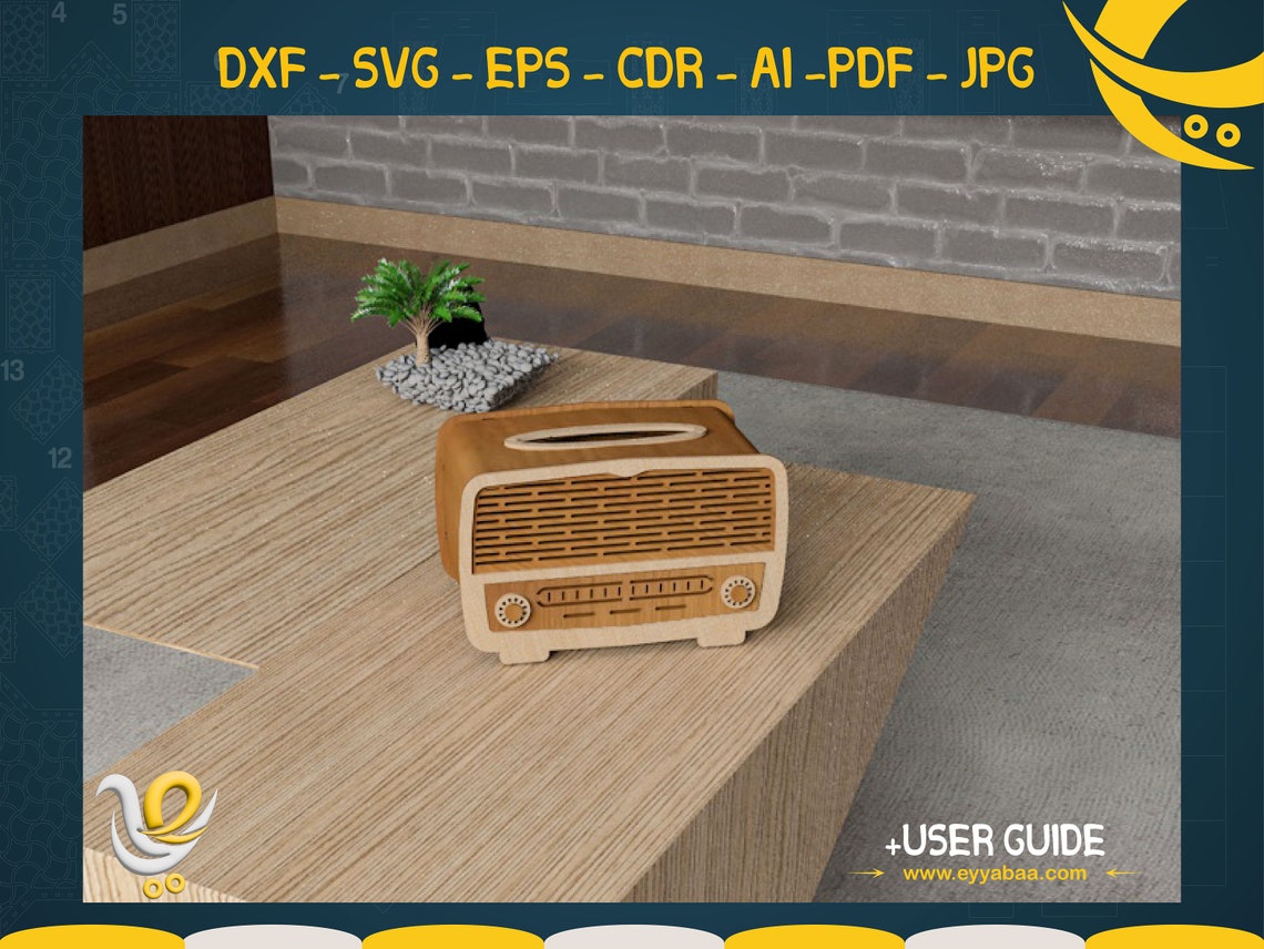 Radio Shaped Tissue Container Box CNC Laser Cutting File 2.7 - Etsy