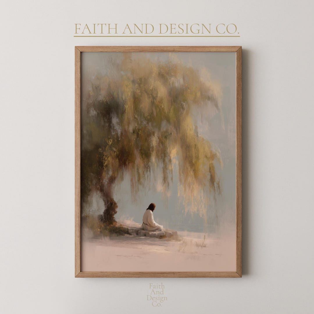 Jesus Under Willow Tree Christian Art Print, Peaceful Faith Decor ...