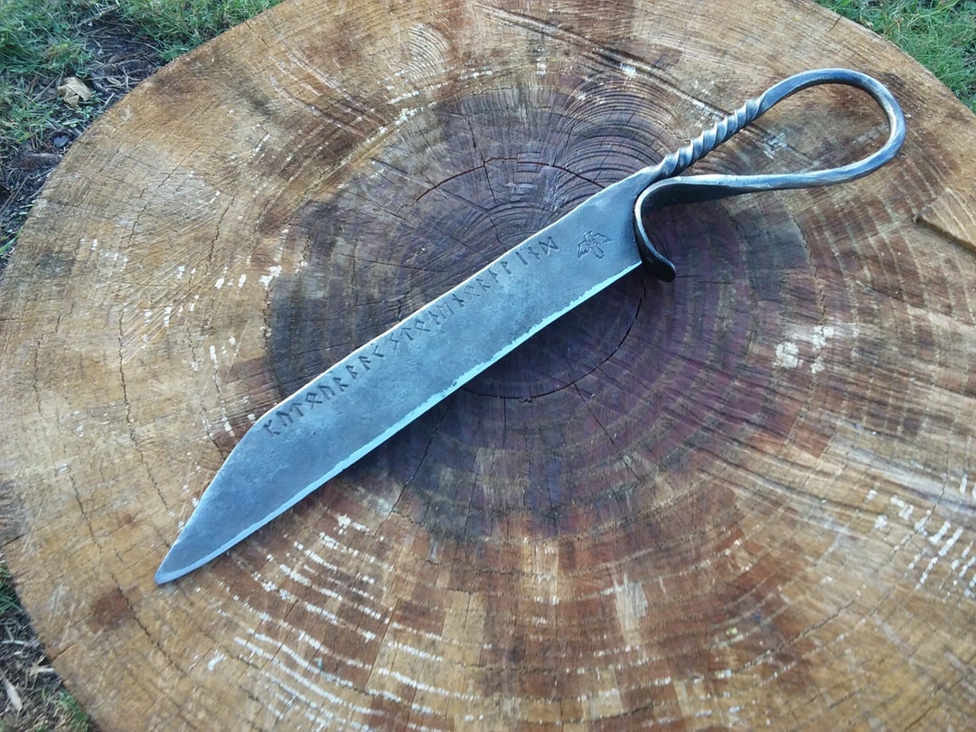 Hand Forged Large Rune Forged Seax Viking Blacksmith Knife - Etsy
