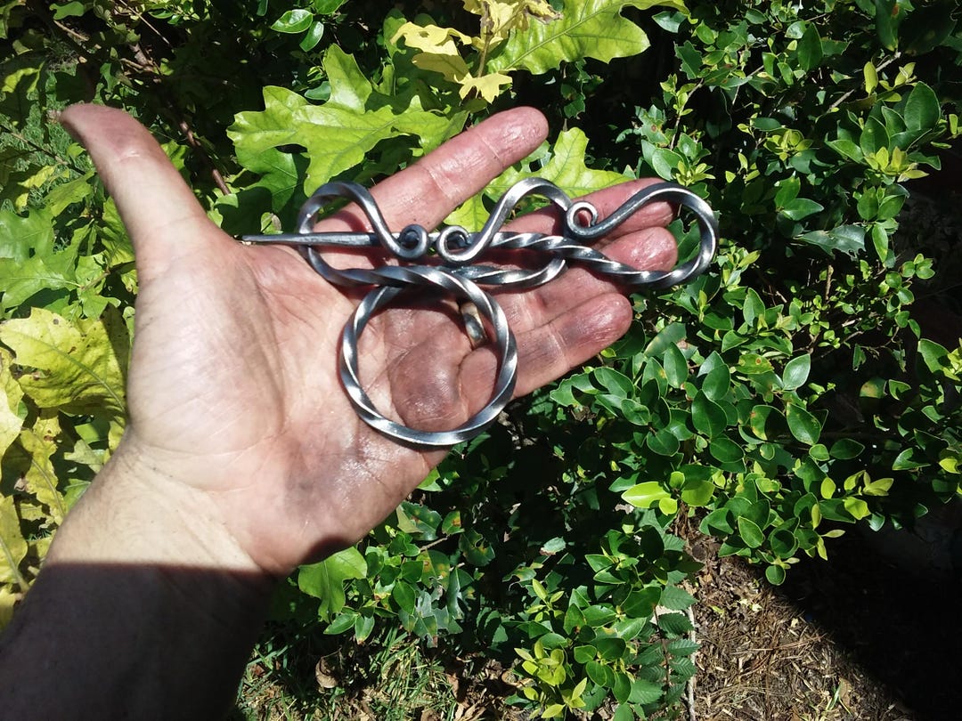Hand Forged Viking / Celtic Ponytail Barrette With Large Hairpin - Etsy