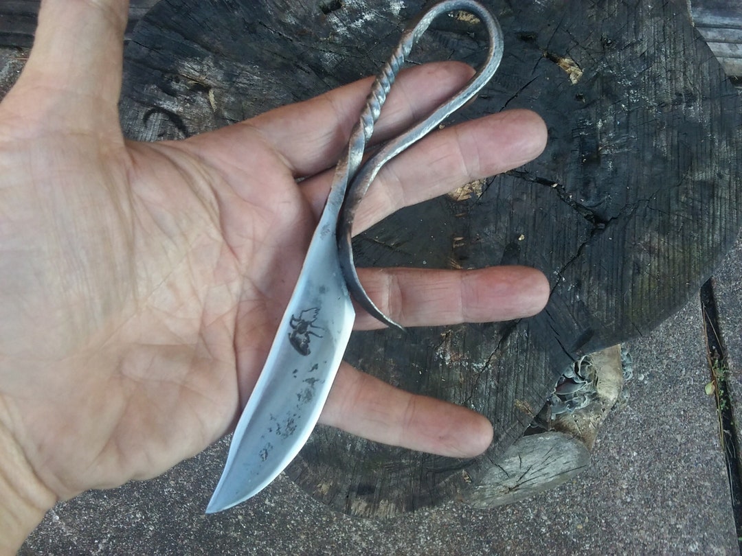 Hand Forged 5160 Leaf Finial Viking Blacksmith Knife - Etsy