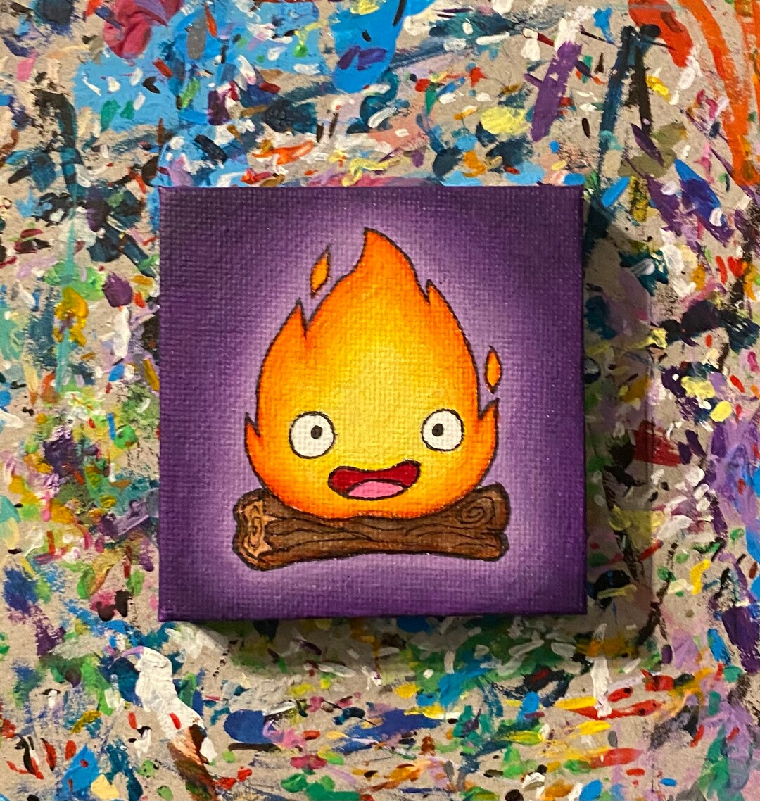 Calcifer Studio Ghibli Canvas Painting Howls Moving Castle - Etsy