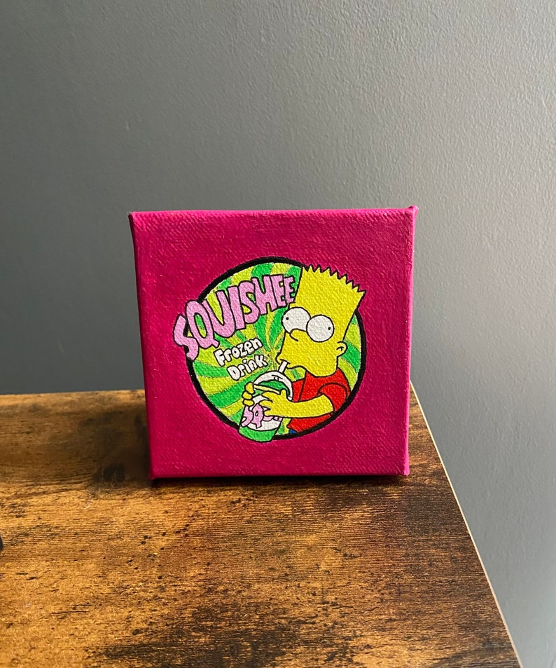 Bart Simpson Squishee Drink Painting Acrylic on Canvas - Etsy