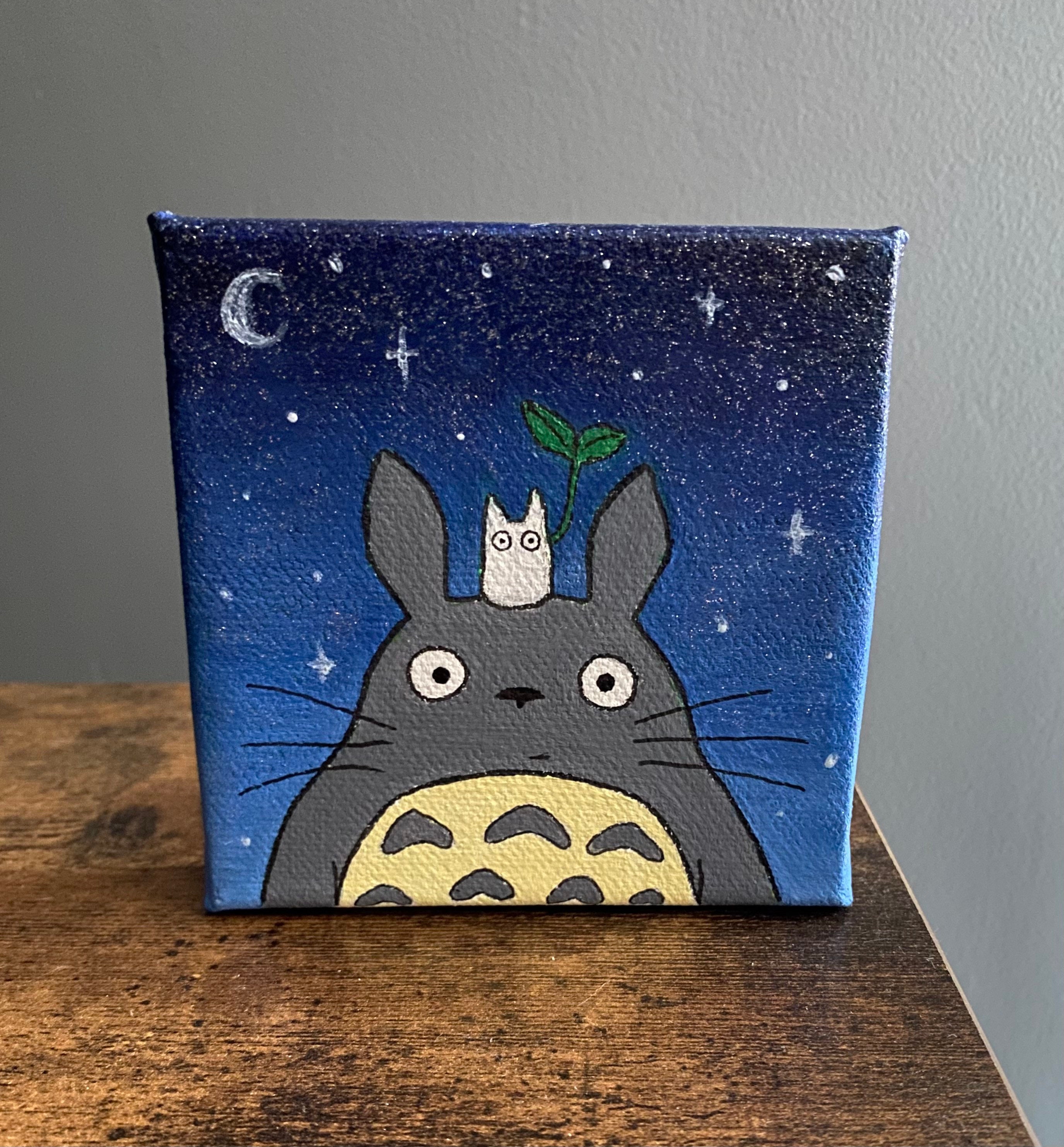 My Neighbour Totoro Small 4x4 Painting Acrylic on Canvas - Etsy