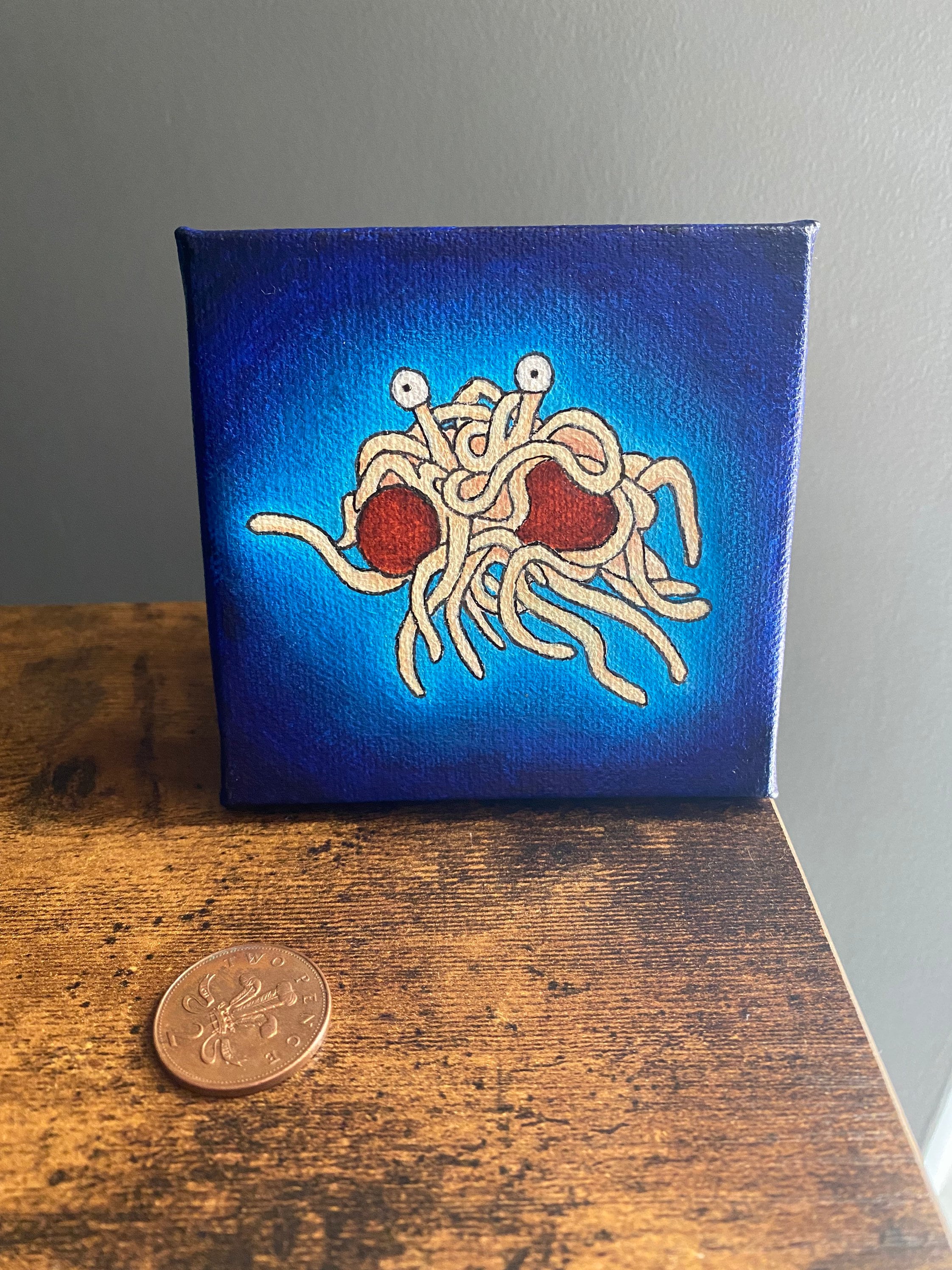 Flying Spaghetti Monster FSM Pastafarian Acrylic Painting - Etsy