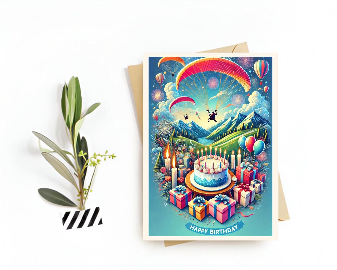 Digital Print Paragliding Birthday Card – Happy Birthday Paragliding ...
