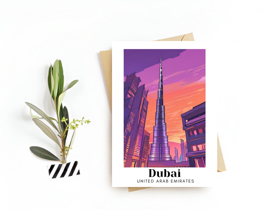Digital Print Dubai, UAE Travel Postcard - Greeting Card - Iconic ...