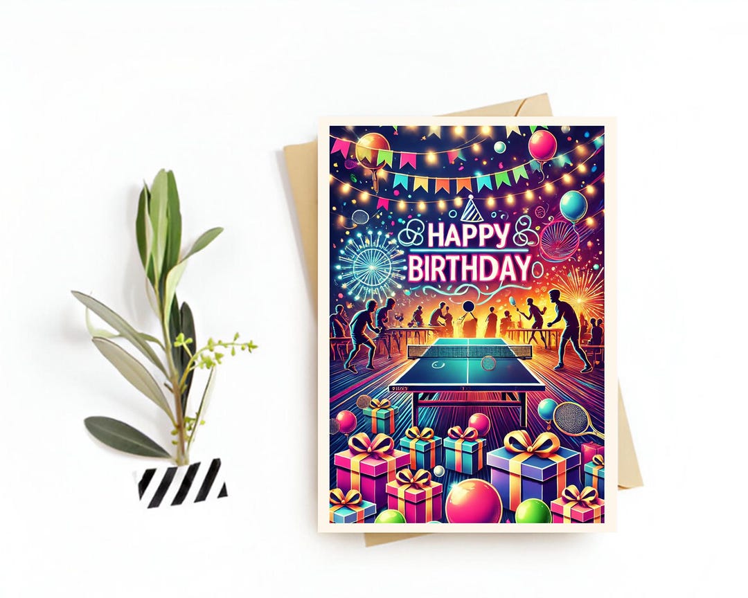 Digital Print Table Tennis Birthday Card – Happy Birthday Table Tennis ...