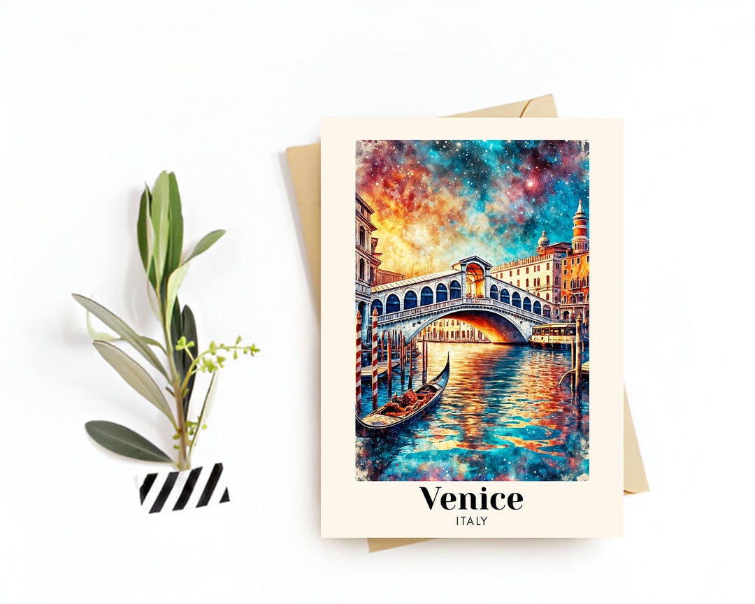 Venice, Italy Travel Card, HD Wall Art – Rialto Bridge Print, Digital ...
