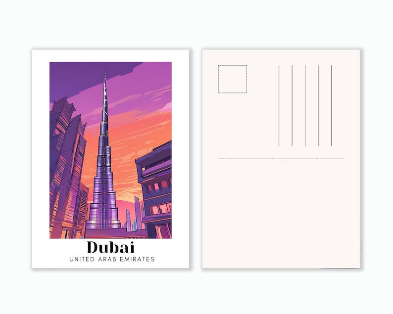 Digital Print Dubai, UAE Travel Postcard - Greeting Card - Iconic ...