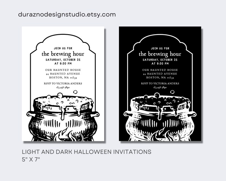 Bold Halloween Party Invitation Template, Editable Cauldron Costume ...