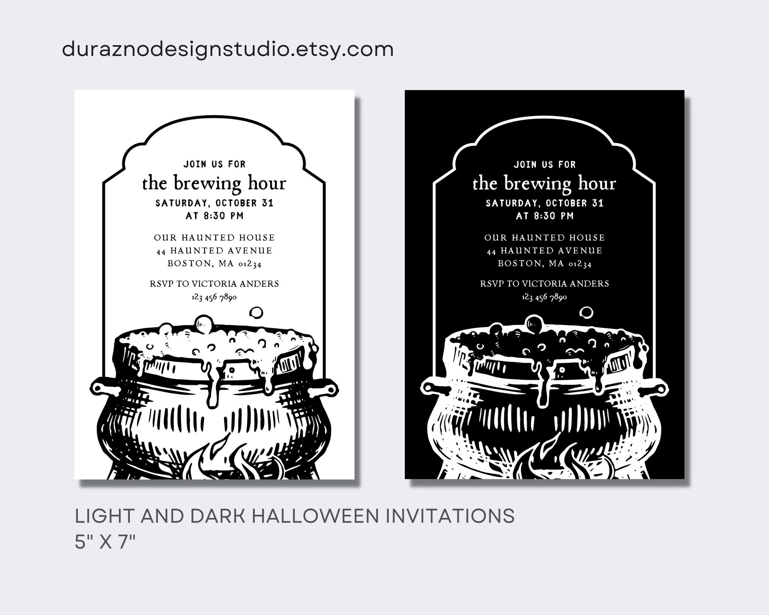 Bold Halloween Party Invitation Template, Editable Cauldron Costume ...