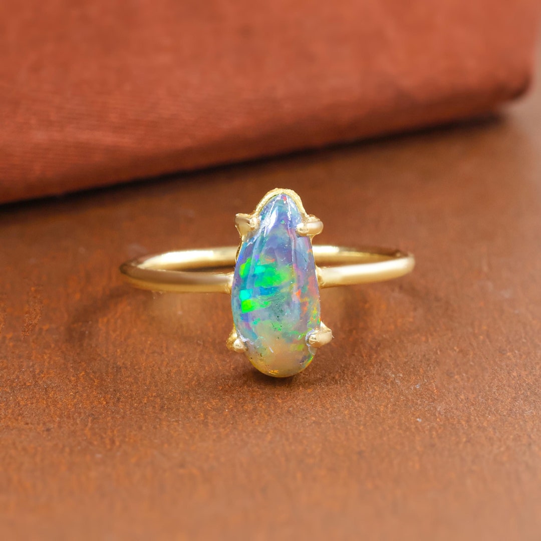 Smooth Fire Opal Ring, Vintage Fire Opal Ring, Minimalist Ring, Rare ...