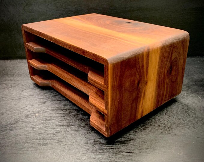 Walnut Desktop Organizer Paper Storage - Etsy