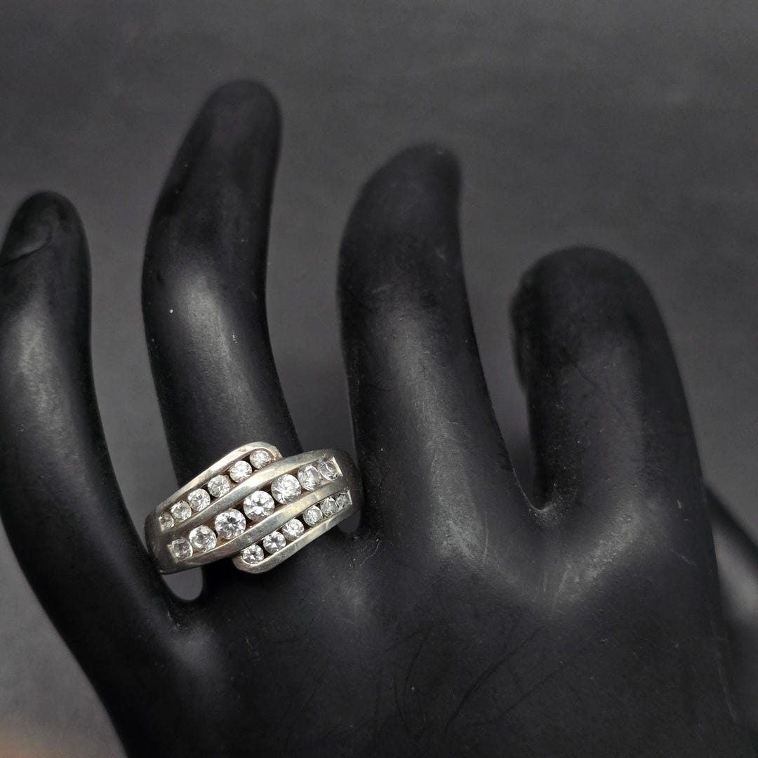 GV Diamonique Sterling Silver Ring Size 7.75 925 - Etsy
