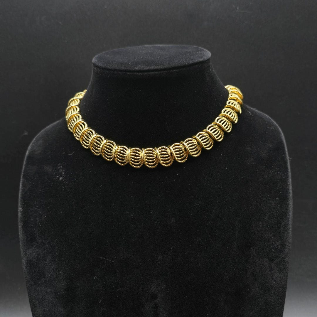 Napier Gold Tone Filigree Link Collar Necklace Vintage Costume Jewelry ...