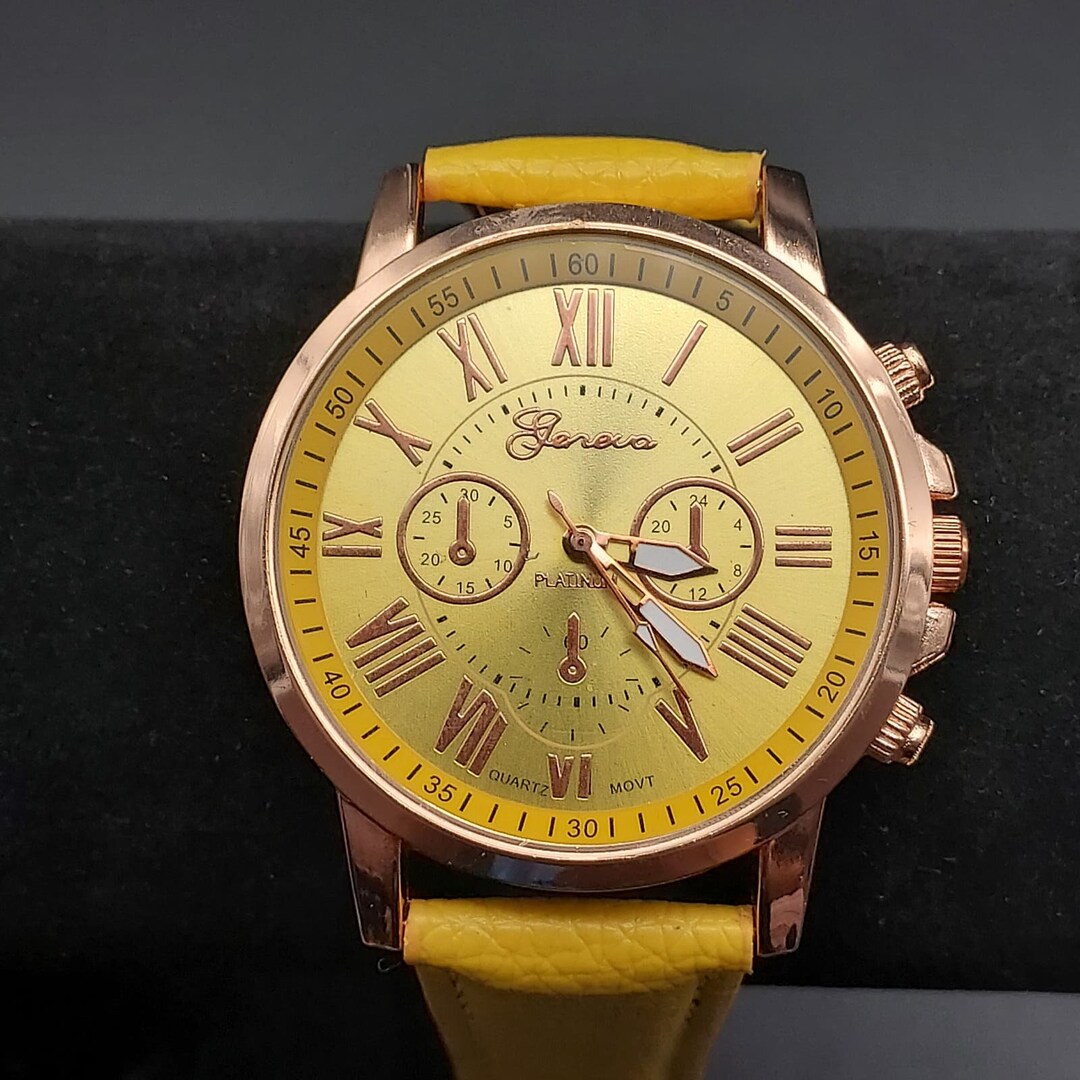 Women's Yellow Wrist Watch Spring Summer Geneva Quartz Movement - Etsy