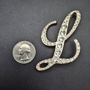 Letter L Initial Brooch Gold Tone Rhinestone Vintage Costume Jewelry - Etsy