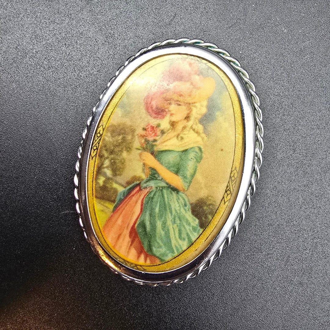 Victorian Lady Protrait Brooch Silver Tone Light Weight Vintage Jewelry ...