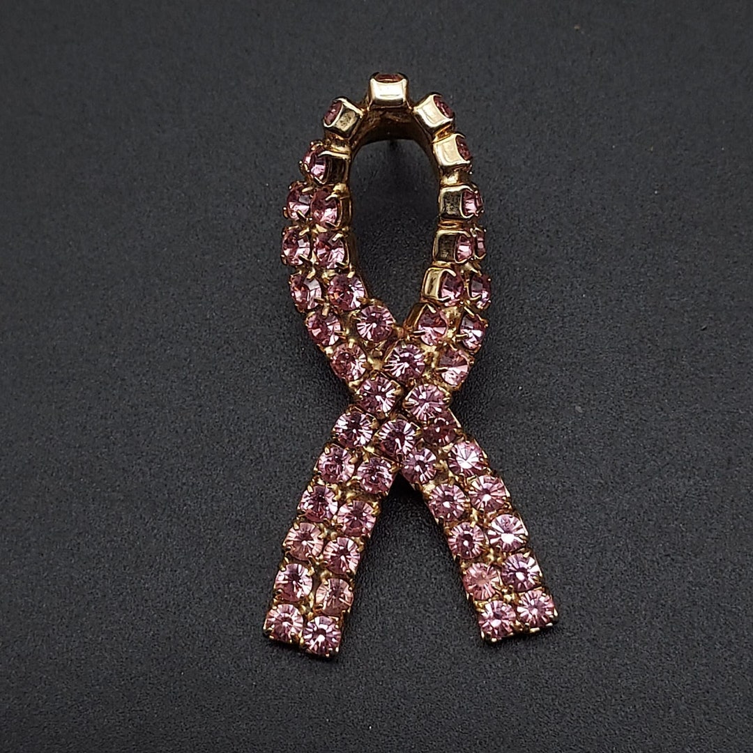 Pink Rhinestone Ribbon Pin Breast Cancer Awareness Costume Jewelry ...
