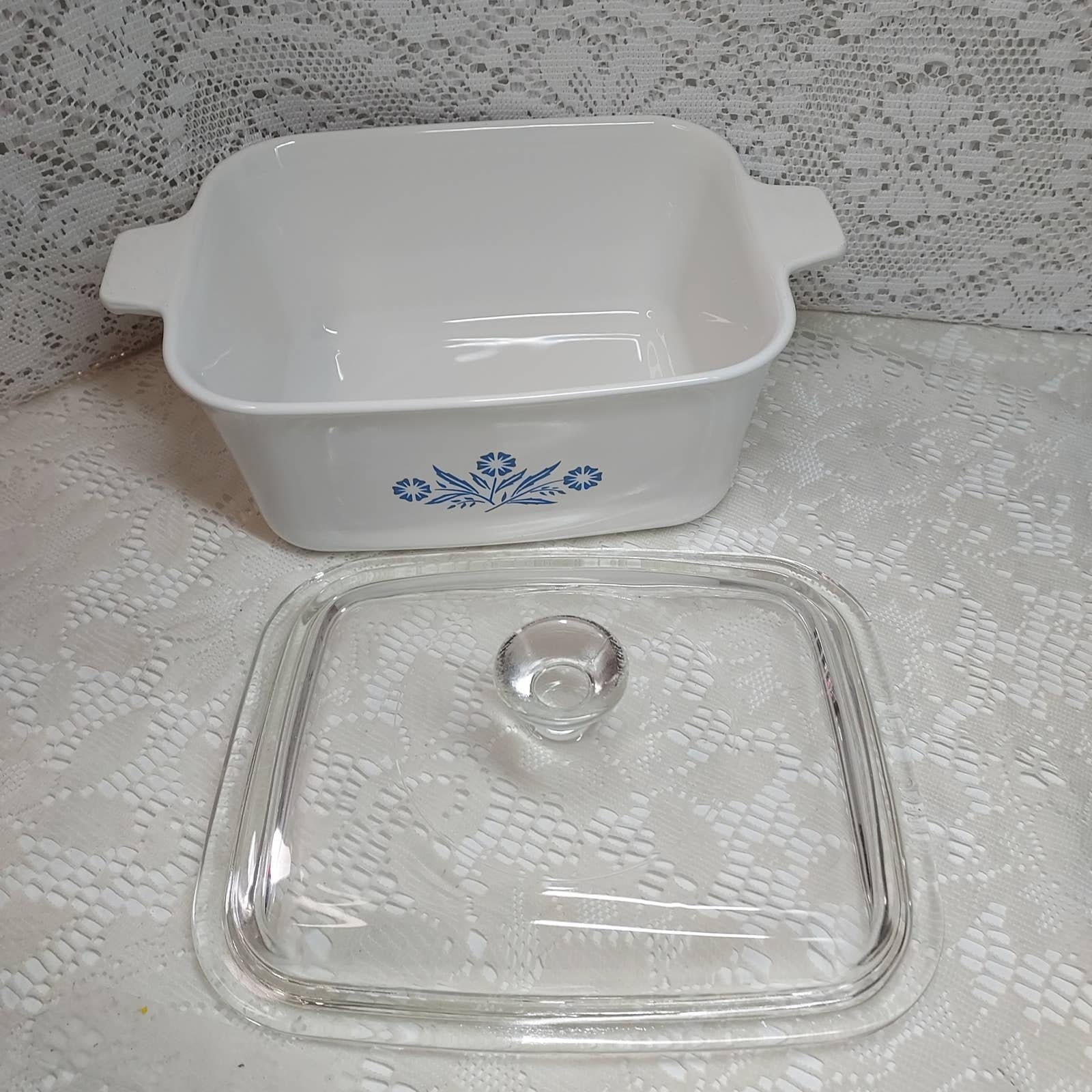 Corning Ware 1/2 Quart Loaf Pan P-4-B Blue Cornflower 1 With Pyrex Lid ...