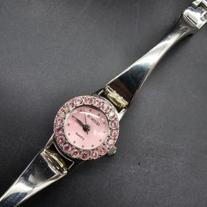 Pink Rhinestone Watch Rumours Ladies Silver Tone WORKING - Etsy