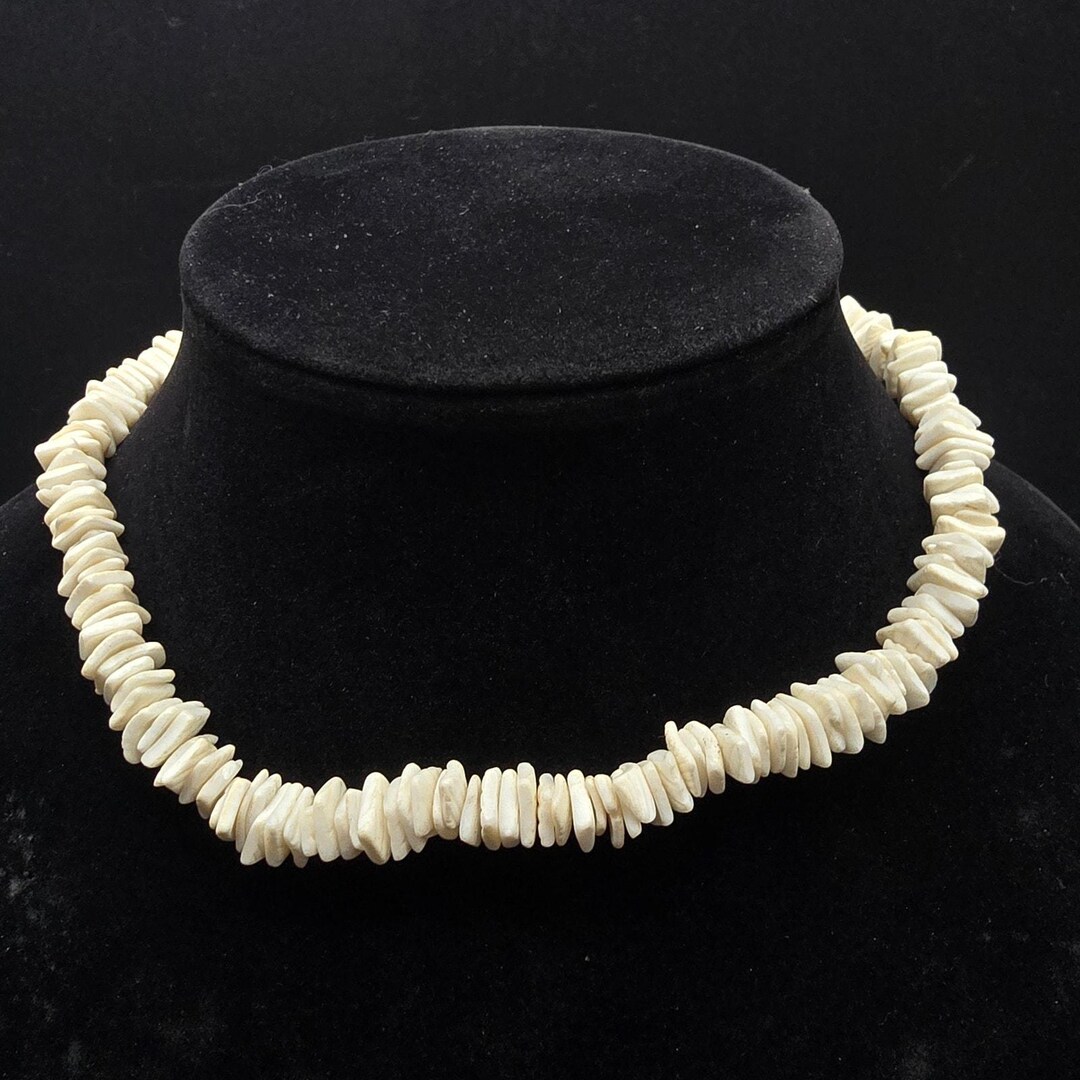 White Shell Chip Necklace Puka Shell Hawaiian Luau Beachy Summer - Etsy