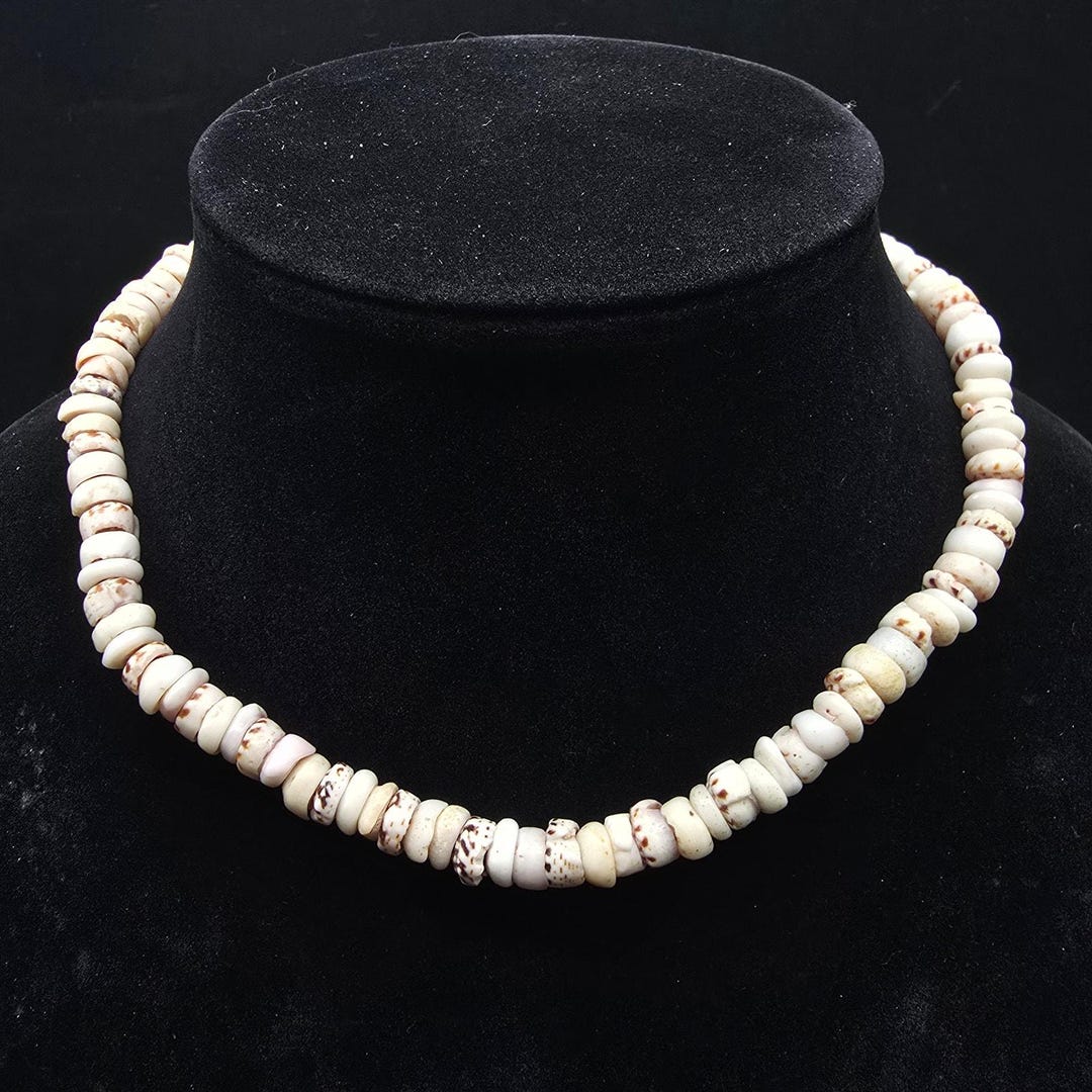 Genuine Puka Shell Necklace Collar 15 Inch Summer Beachy Hawaiian Luau ...