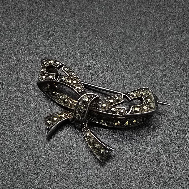 Marcasite Bow Brooch - Etsy