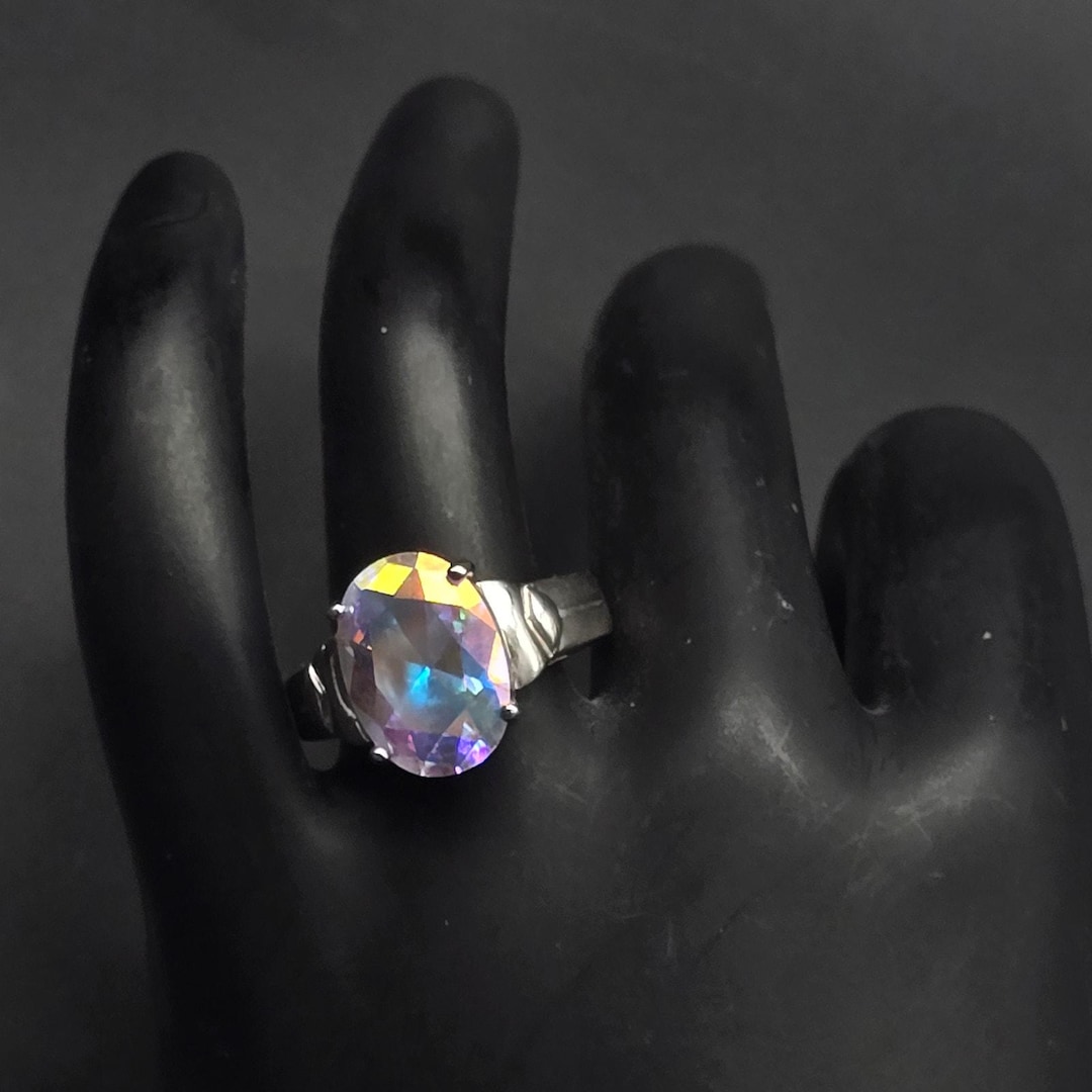 SETA 925 Aurora Borealis Cubic Zirconia Sterling Silver Ring Size 8 - Etsy