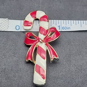 Enamel Candy Cane Christmas Brooch Gold Tone Vintage Costume Jewelry - Etsy
