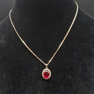 Red Rhinestone Jewelry Set Gold Tone Chain Ring Earrings Bracelet - Etsy