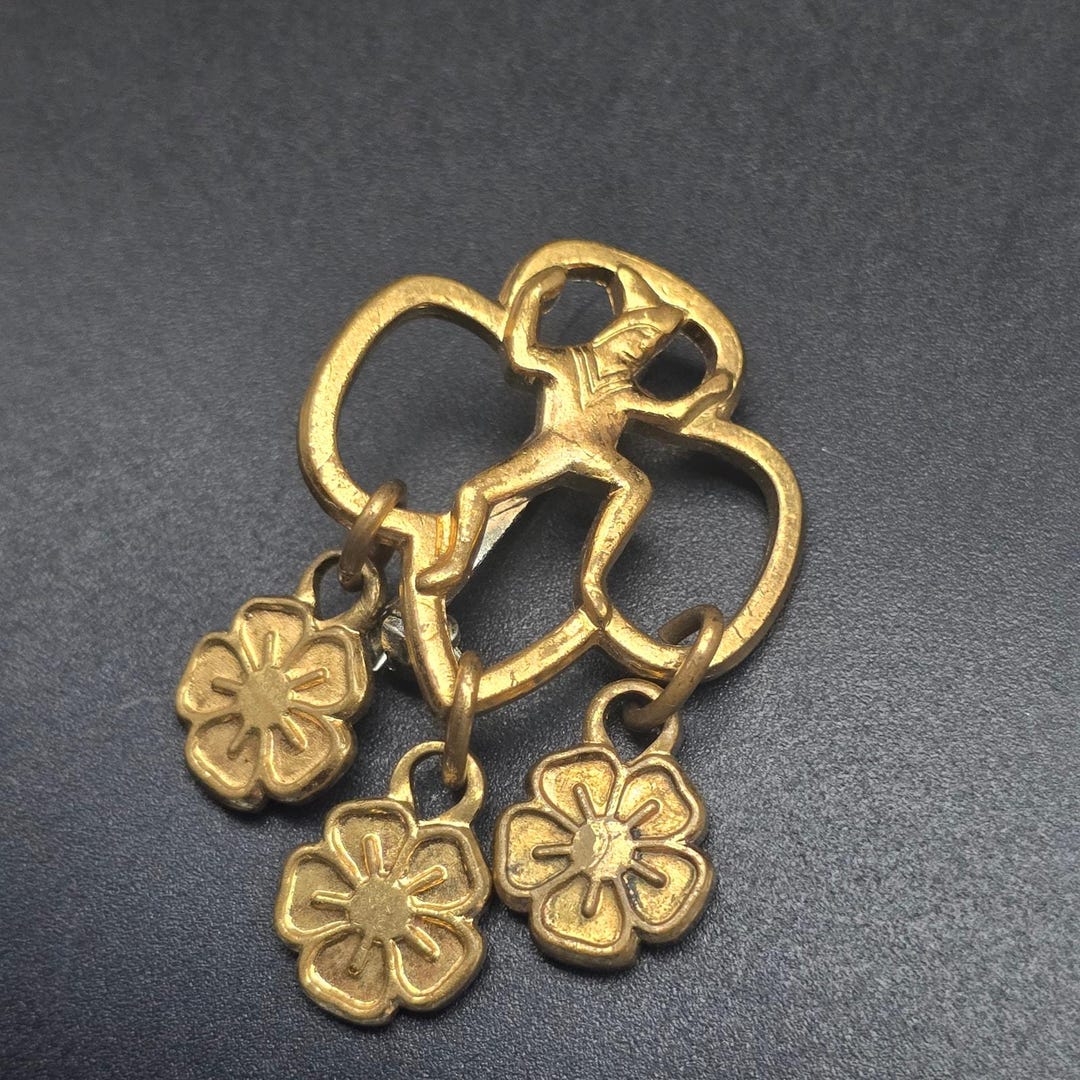 Vintage Girl Scout Trefoil Brooch With Flower Charms Brownie Daisy - Etsy