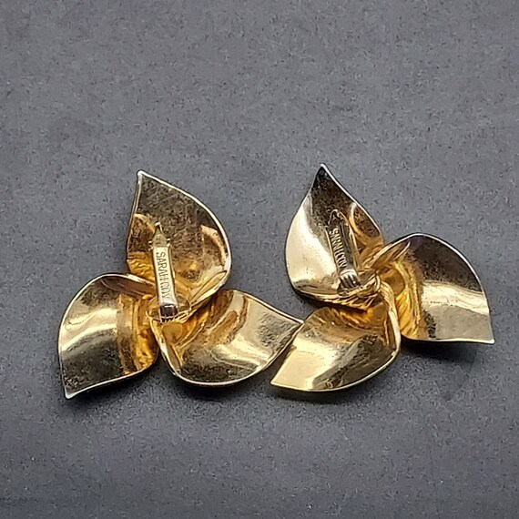Sarah Coventry Gold Trillium Chunky Clip On Earrings … - Gem