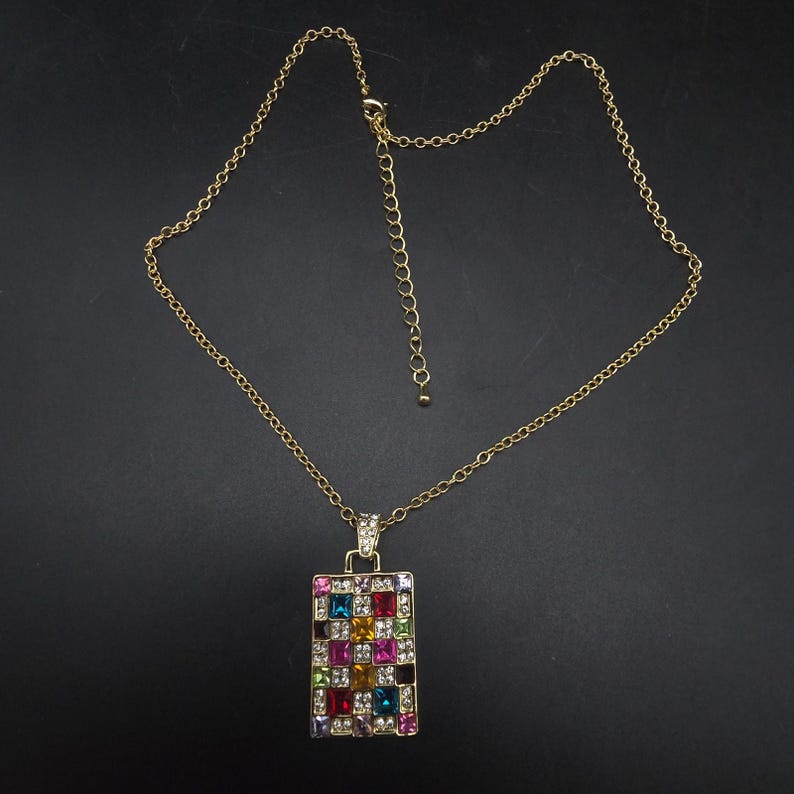 JTV off Park Collection Necklace Golorful Rhinestone Geometric - Etsy