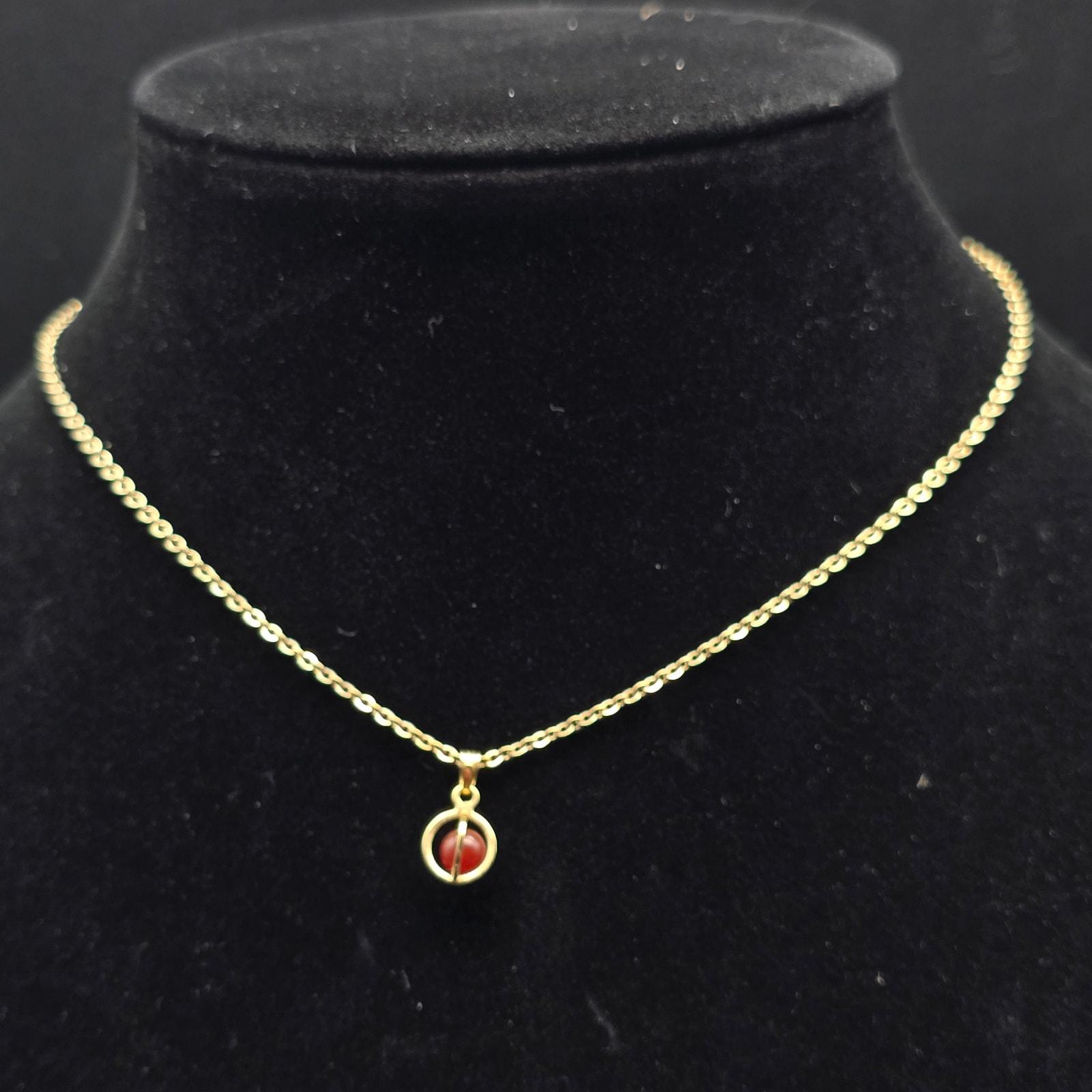 Avon Red Sphere Bead Charm Necklace Gold Tone Vintage Costume Jewelry ...
