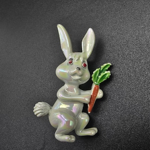 Vintage Enamel White Rabbit With Carrot Brooch Easter Bunny - Etsy