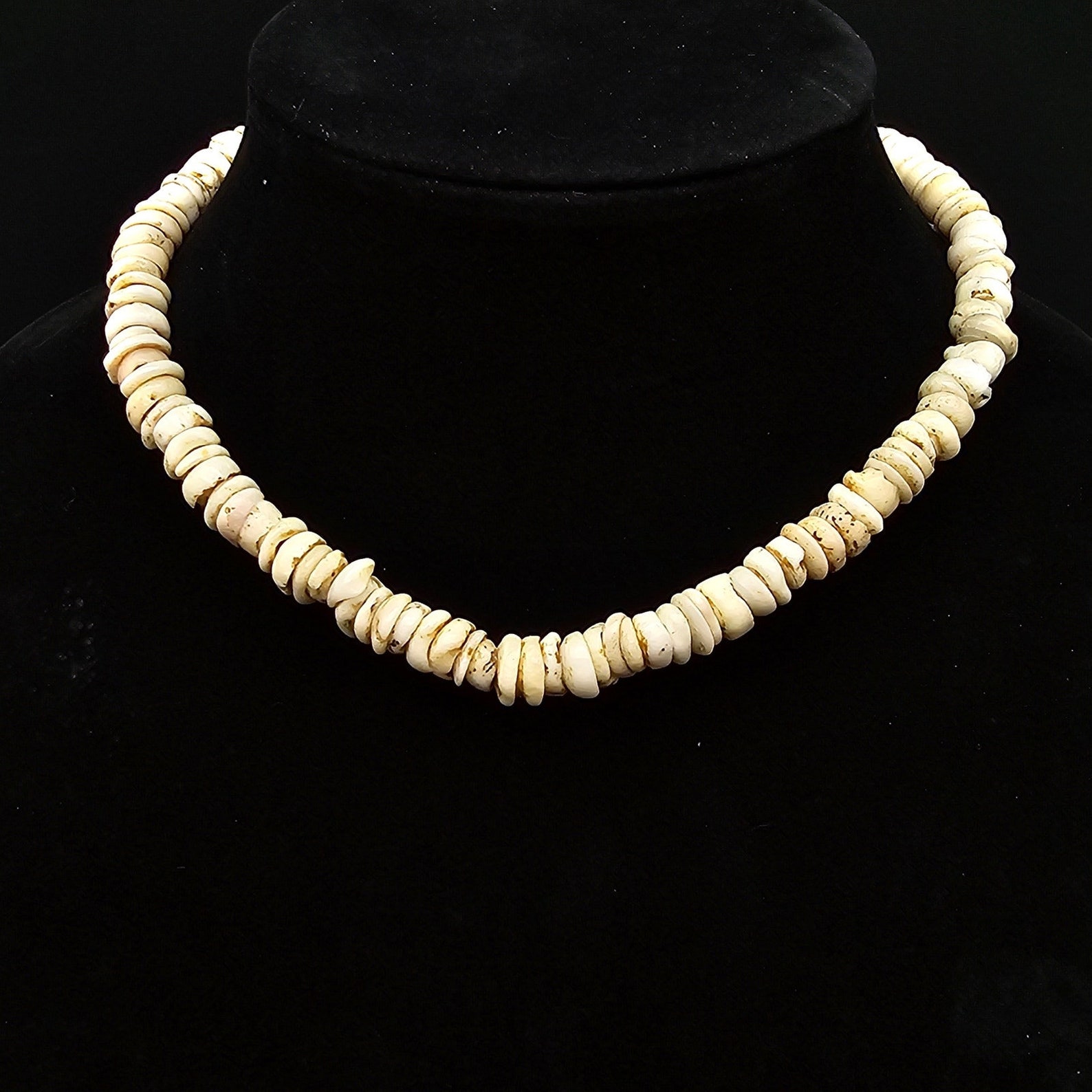 Genuine Vintage Puka Shell Necklace Bracelet Set 1970s Barrel Clasp ...
