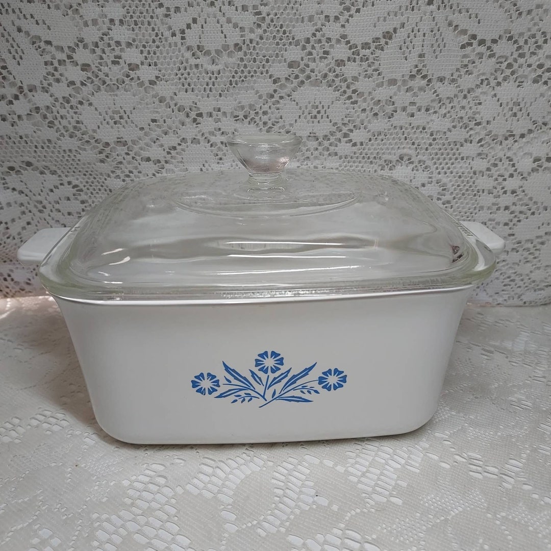 Corning Ware 1/2 Quart Loaf Pan P-4-B Blue Cornflower 1 With Pyrex Lid ...