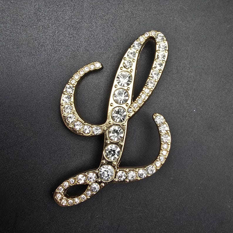 Letter L Initial Brooch Gold Tone Rhinestone Vintage Costume Jewelry - Etsy