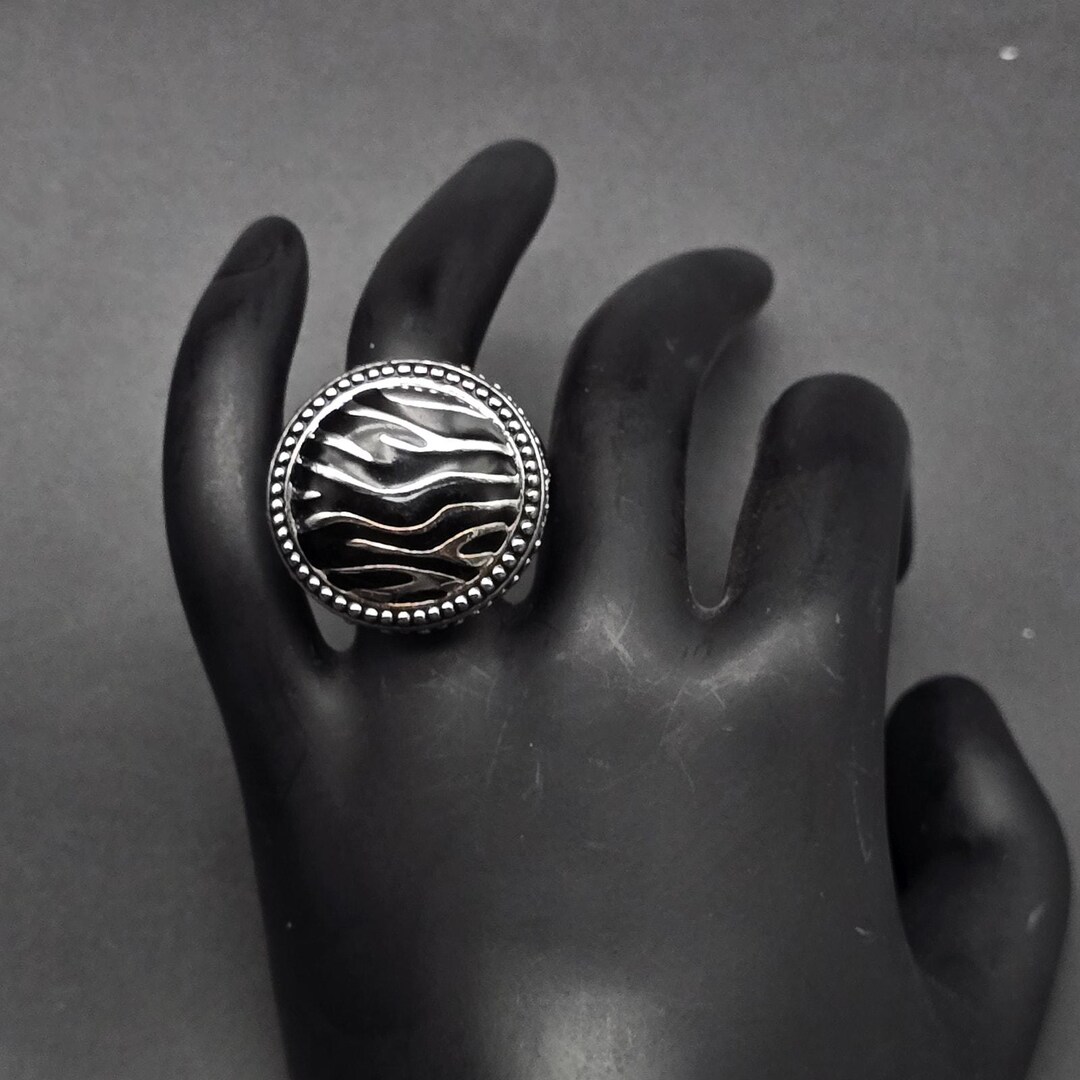Premier Designs Safari Animal Print Ring Black Silver Tone Size 9 - Etsy