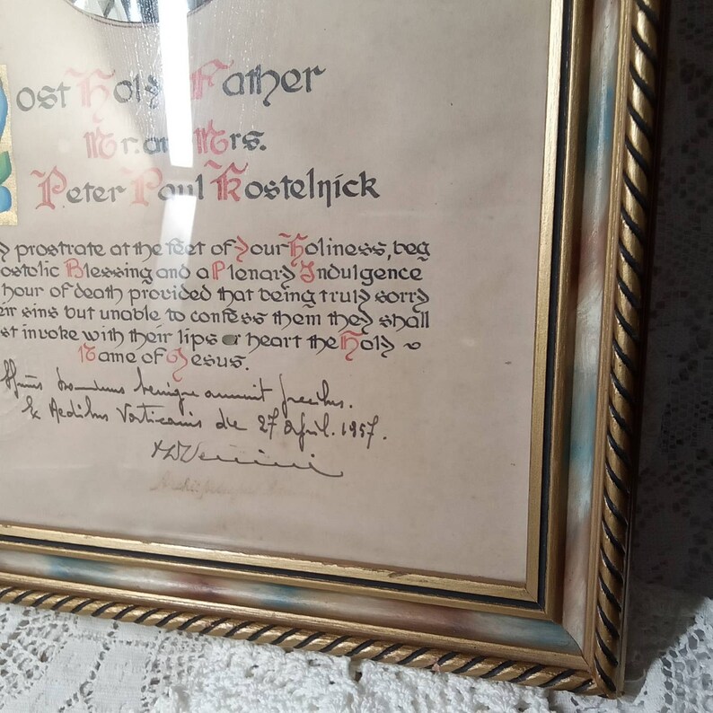 Plenary Indulgence Certificate From the Vatican in 1957 - Etsy