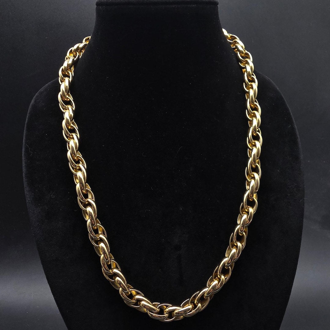 Vintage Heavy Chunky Gold Tone Chain Necklace Costume Jewelry - Etsy