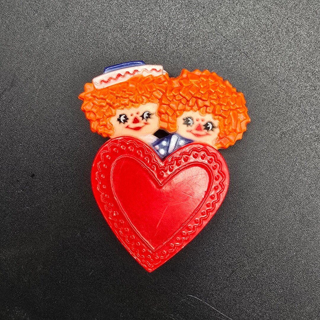 Vintage Hallmark Raggedy Ann Andy Brooch Heart Valentine's Day - Etsy