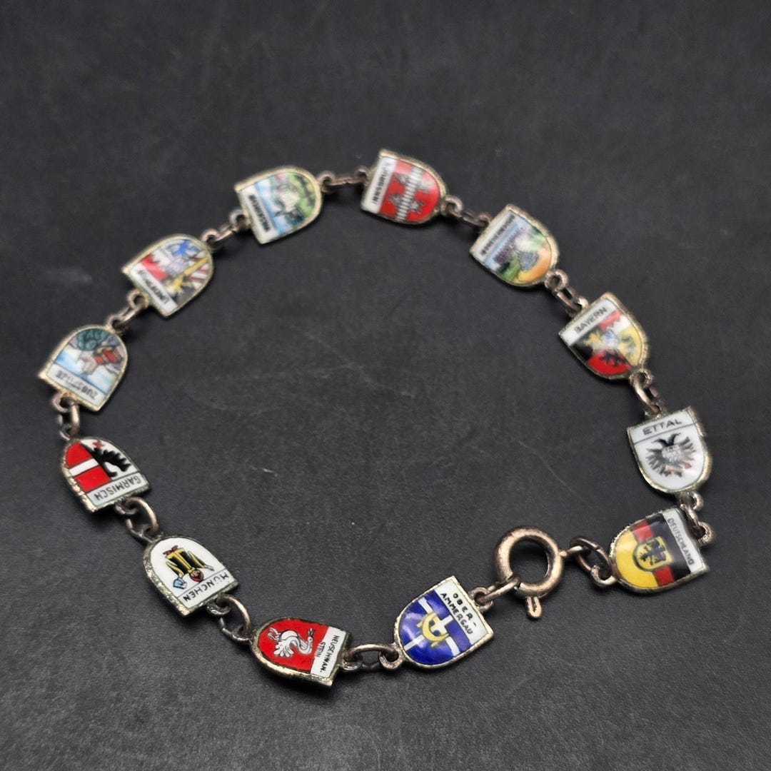 Vintage German Crest Coat of Arms Bracelet 800 Silver Charms - Etsy