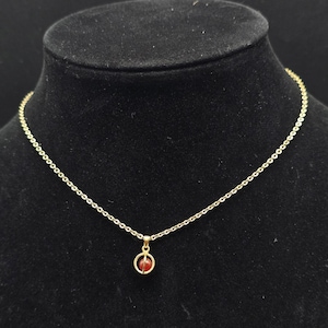 Avon Red Sphere Bead Charm Necklace Gold Tone Vintage Costume Jewelry ...