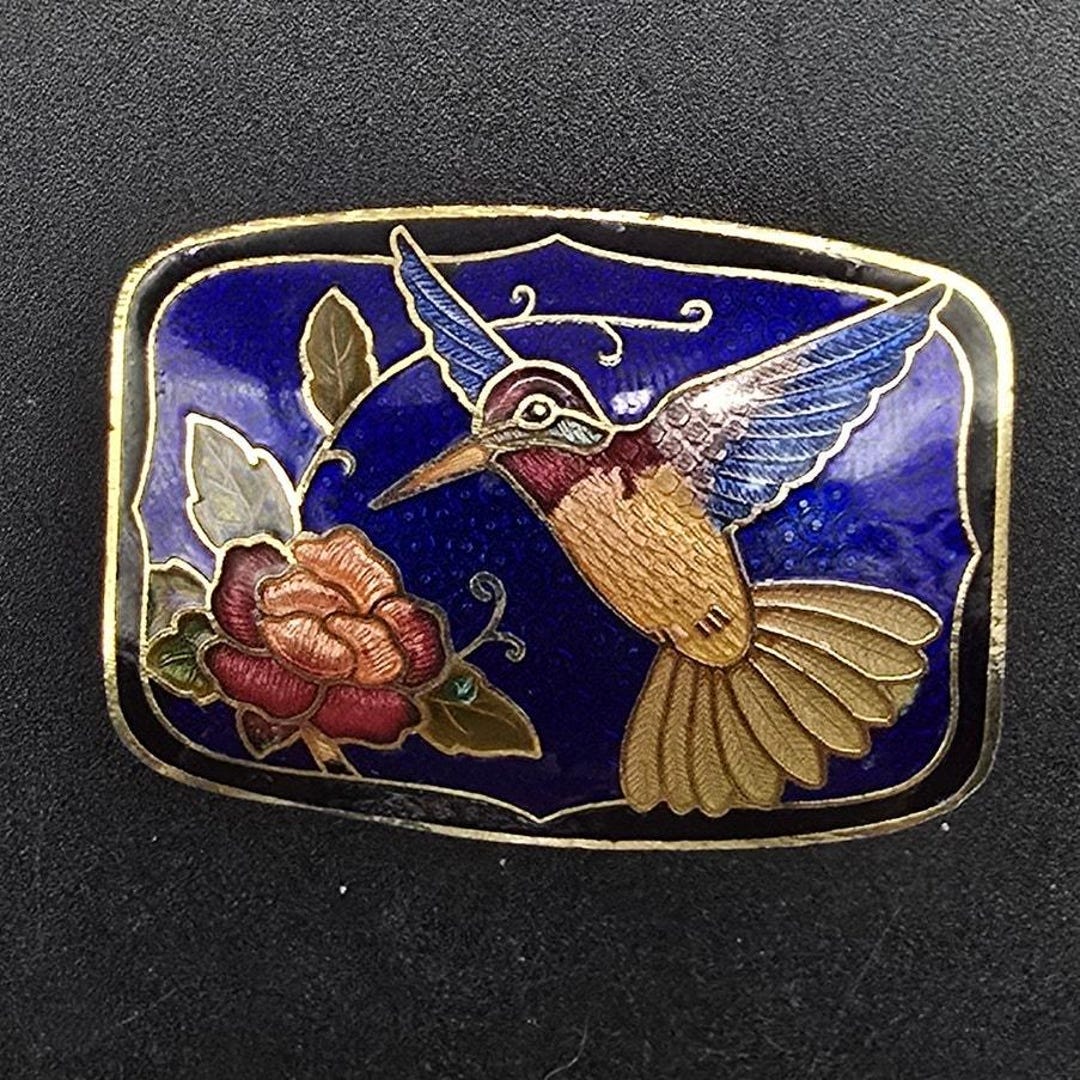 Cloisonne Hummingbird Enamel Bolo Slide Scarf Clip Slide Charm Vintage ...